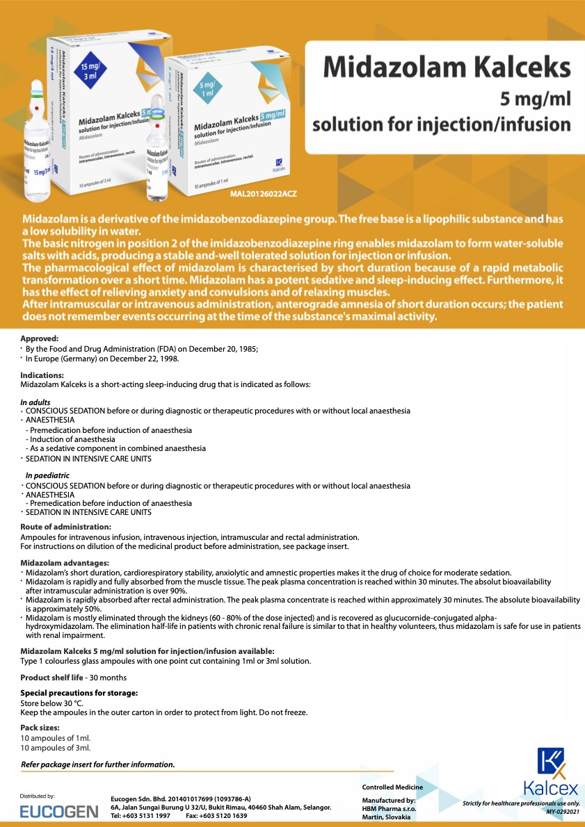 Eucogen | Midazolam Kalceks 5mg/1ml solution for injection/infusion